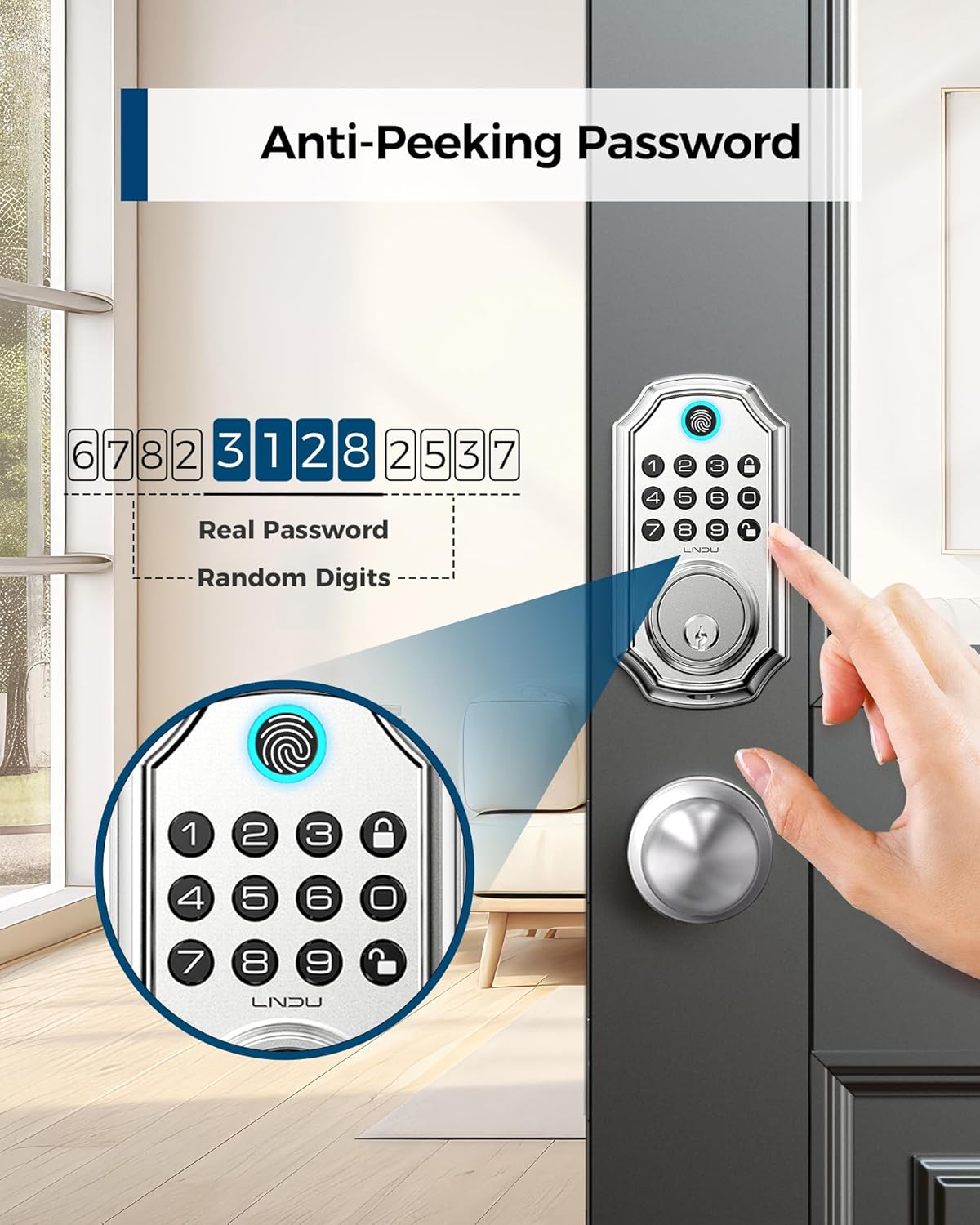 Keyless Entry Door Lock with Handle, App Control Front Door Lock Set ...