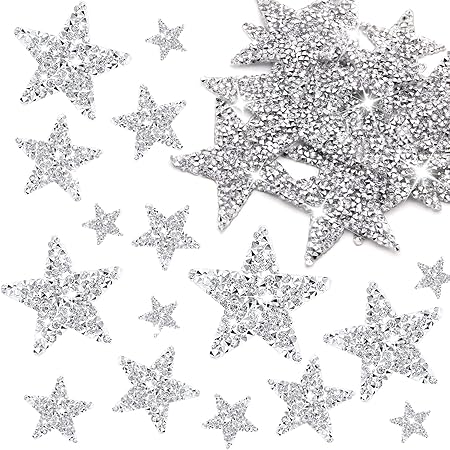 Amazon.com: 12 Pieces Star Crystal Rhinestone Iron-on Decal Transfer ...