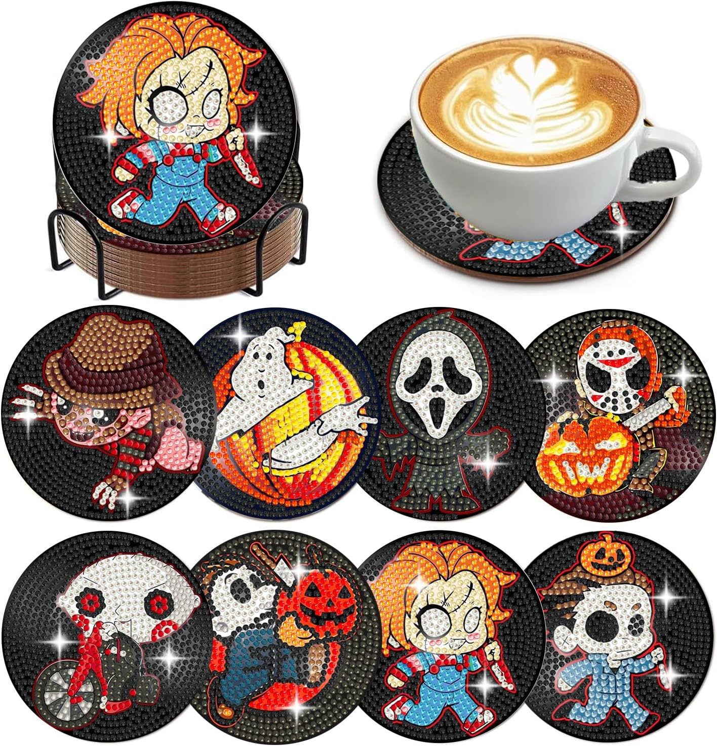 Amazon.com: Halloween Horror Coasters for Drinks,6PCS Spooky Coasts Set ...