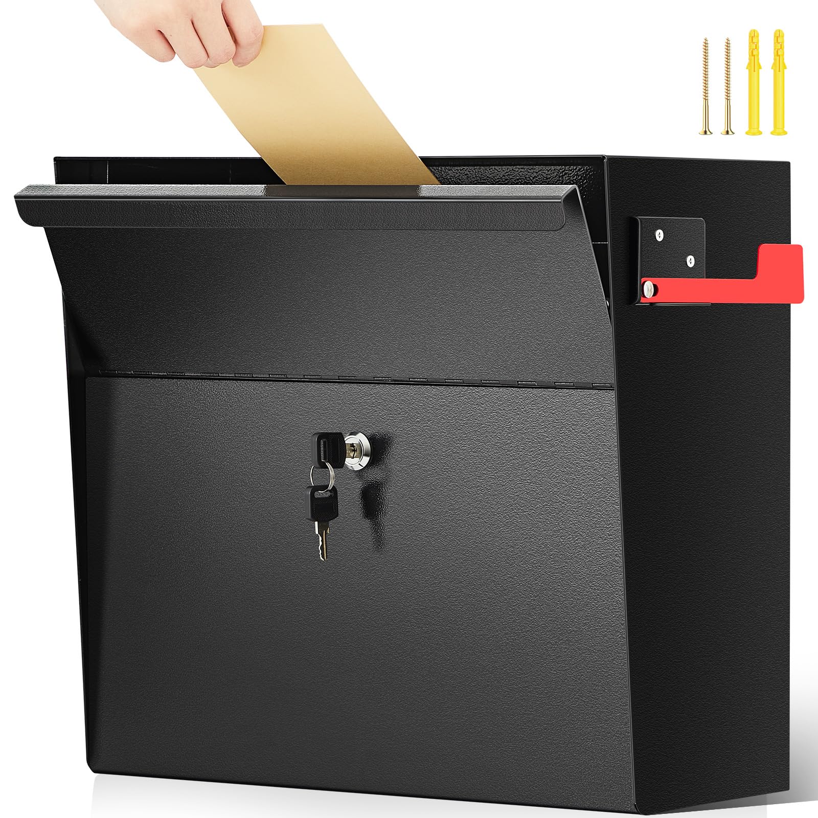 Yaocom Wall Mount Mailboxes 15.35 x 15 x 7 Inches Locking Security ...