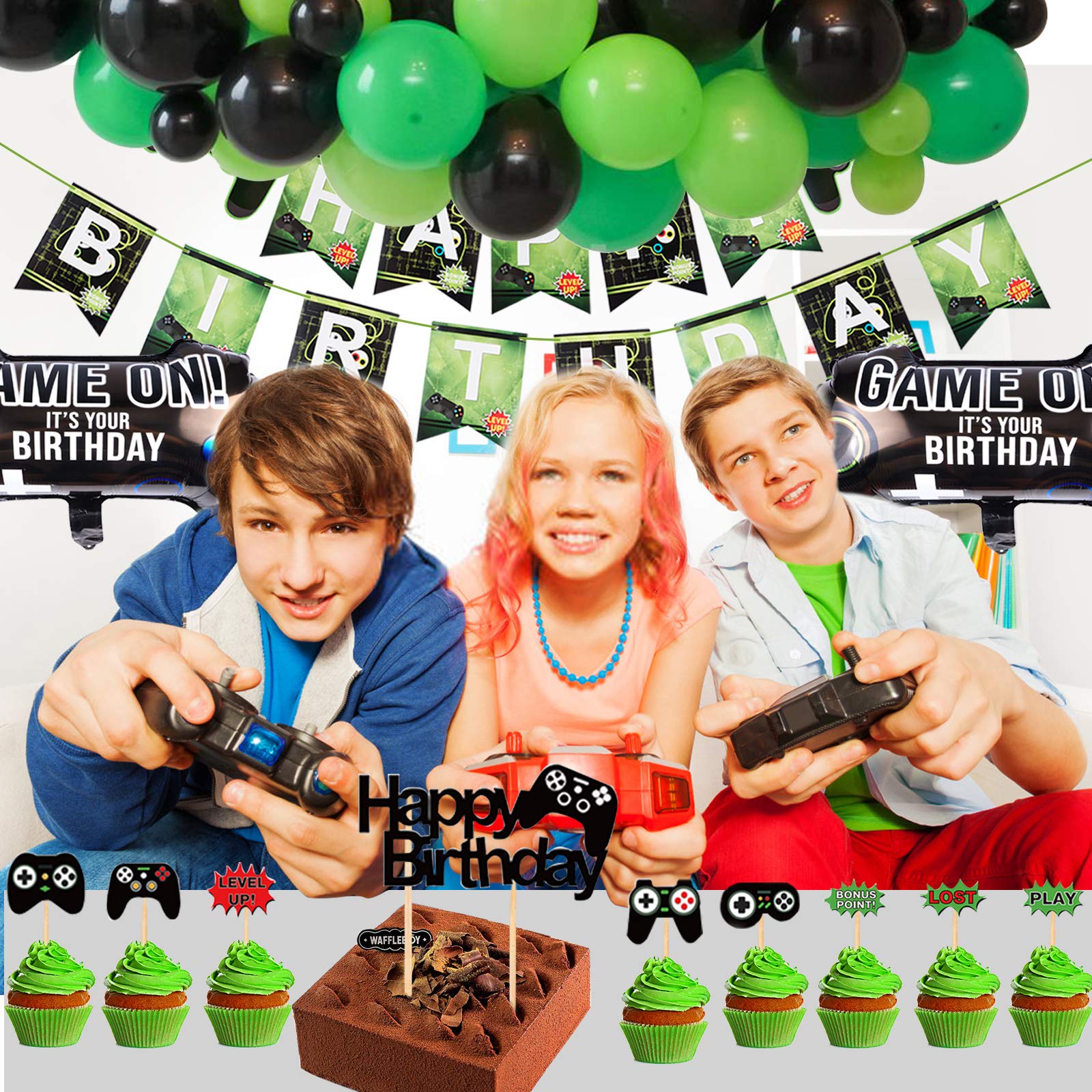 Tacobear Gaming Party Decorations with Happy Birthday Banner Game ...