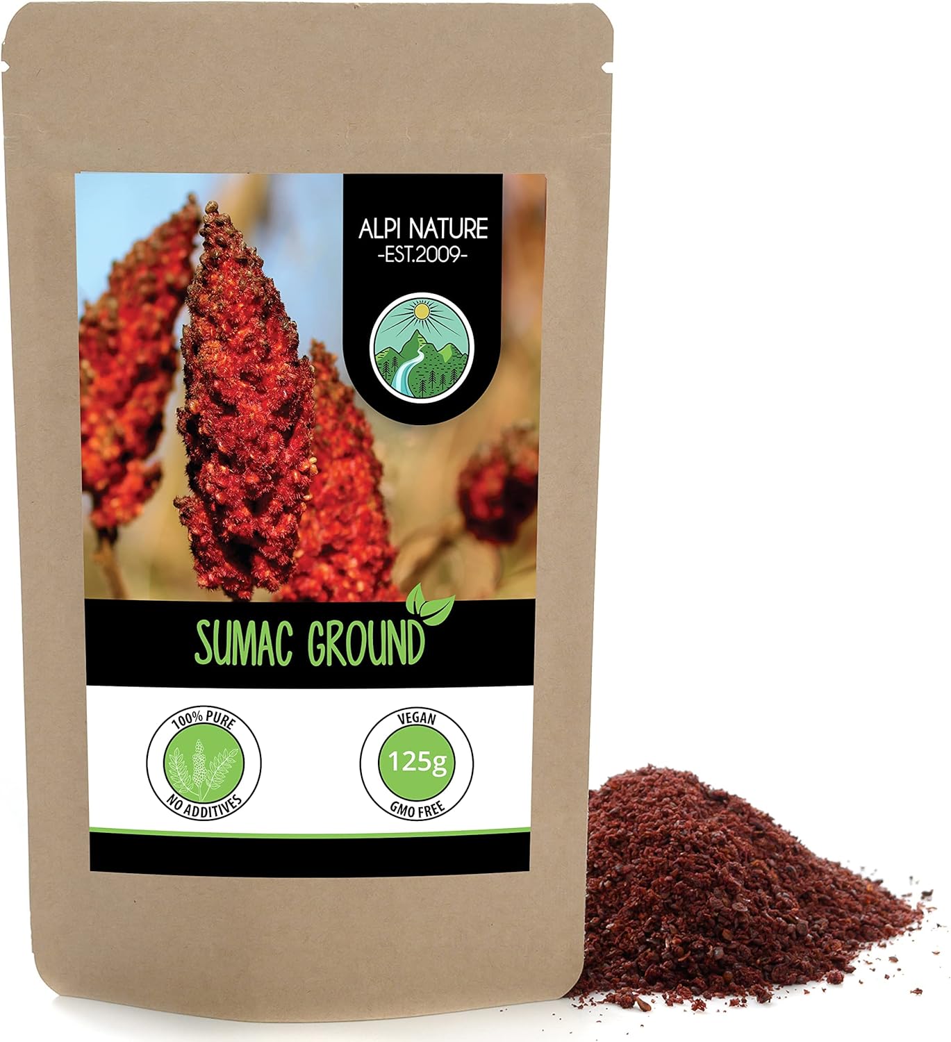 Sumac powder (125g, 4.4oz), Turkish sumach ground, vinegar tree spice ...