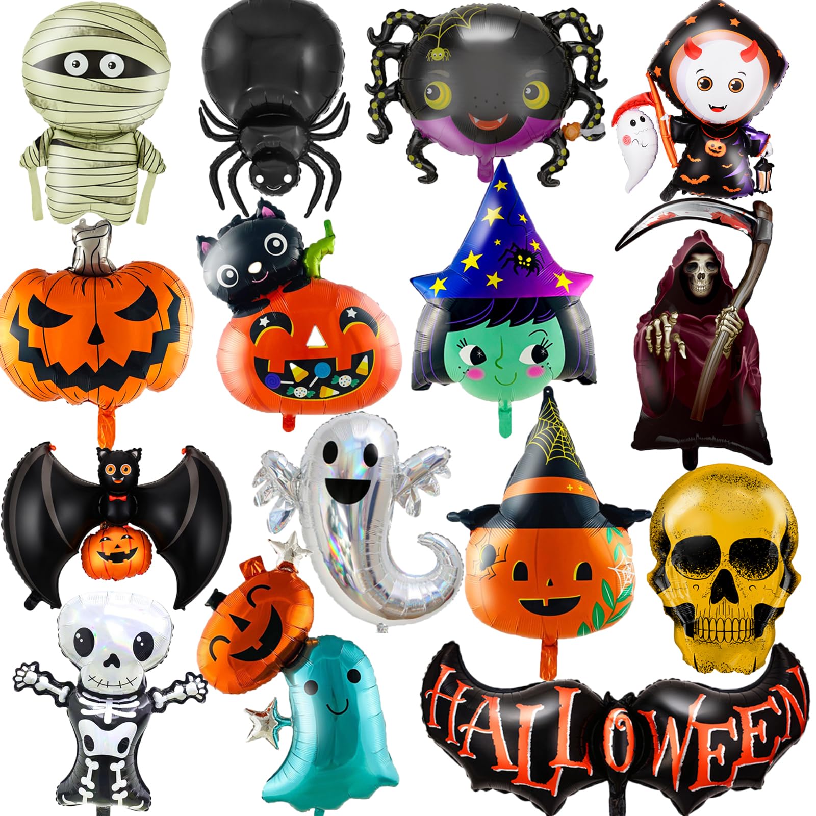 Amazon.com: Halloween Balloons - 15 Pcs Halloween Foil Balloons, Bat ...