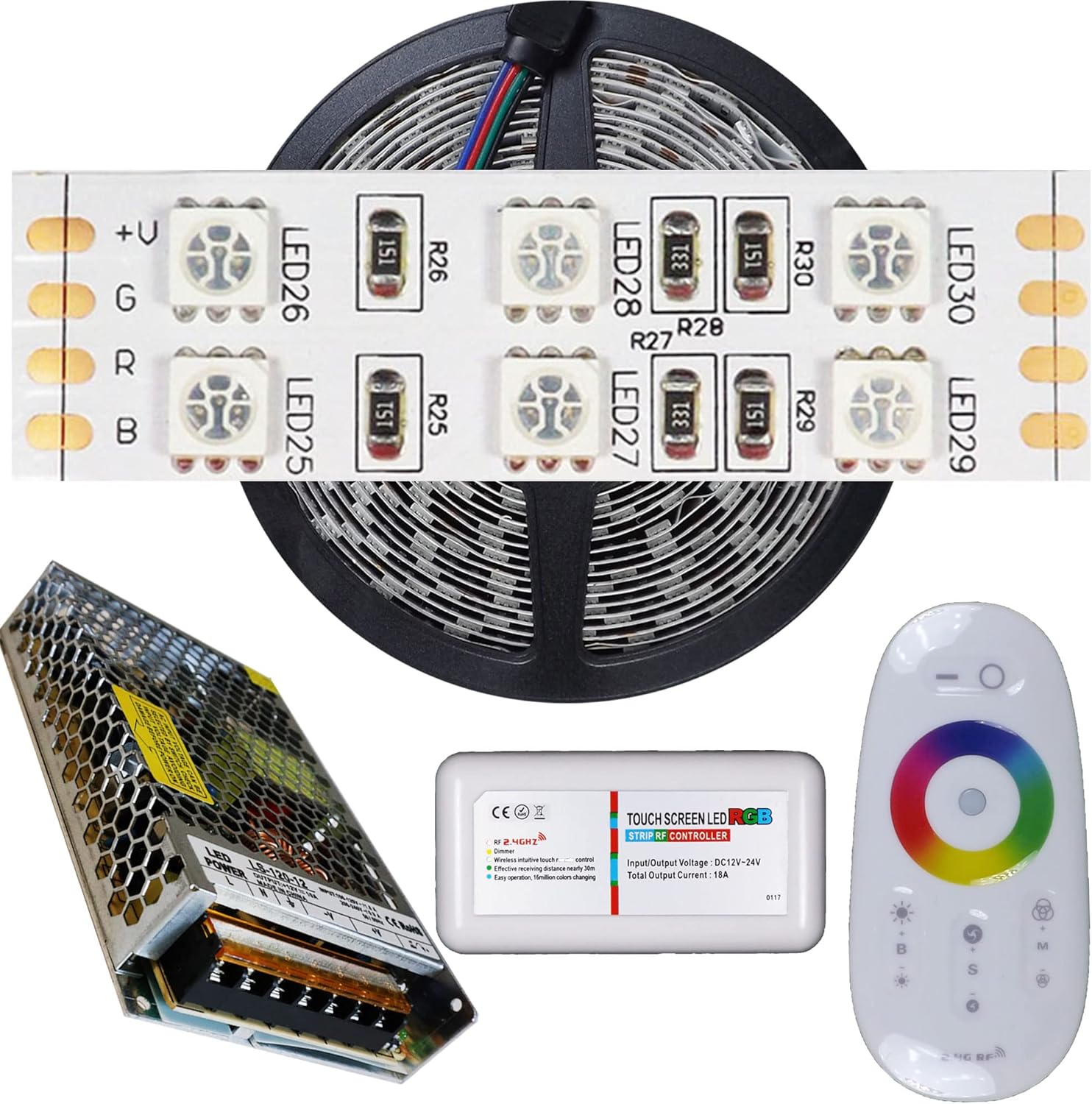 Mondo Strisce Led: Kit da 5 metri (1 Bobina+1 trasformatore da 120w ...