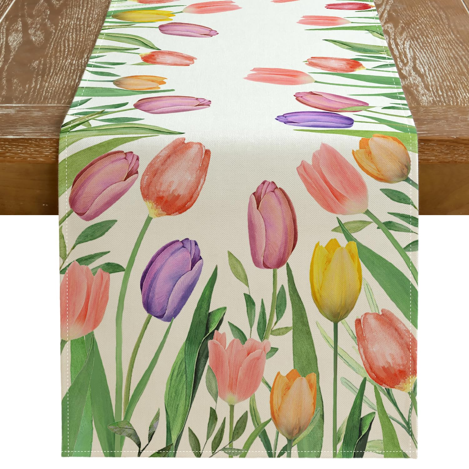 Amazon.com: GEEORY Tulips Spring Table Runner 13 x 36 Inch, Floral ...