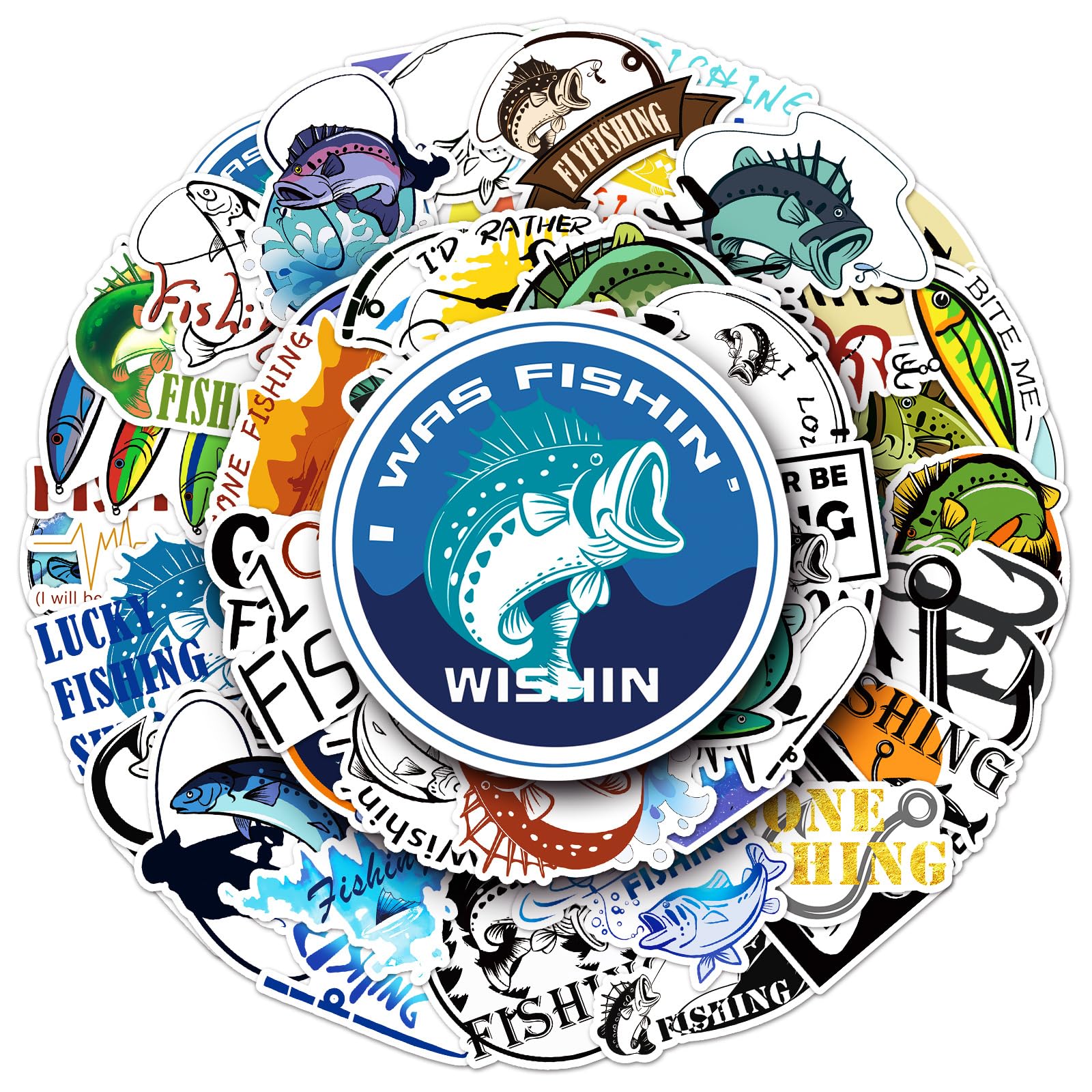 Fishing Decals For Boats 50pcs Fishing Stickers Pack - Assorted Bumper ...