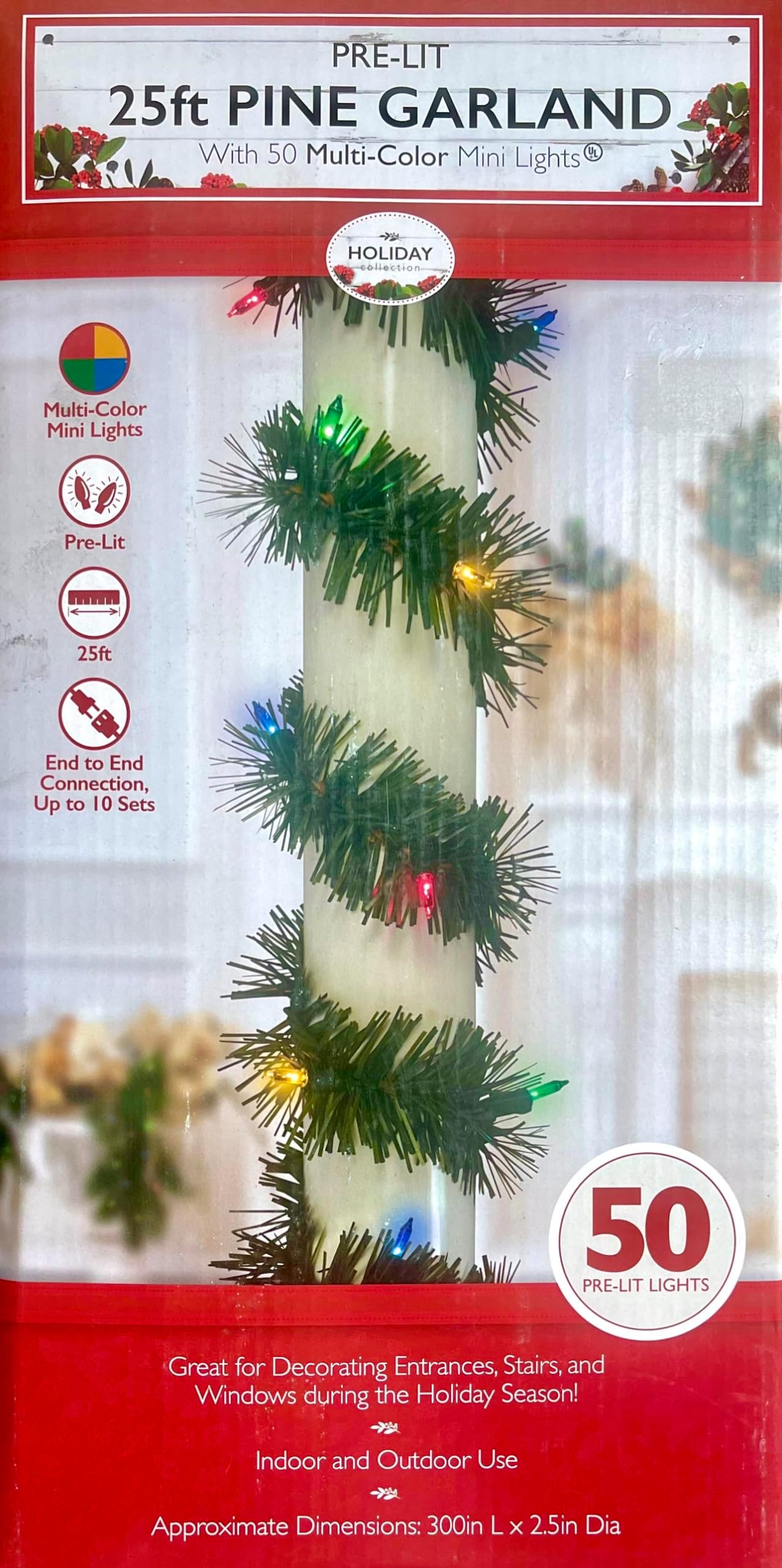 Amazon.com: GE 25' Pre-Lit Indoor/Outdoor Pine Artificial Christmas ...
