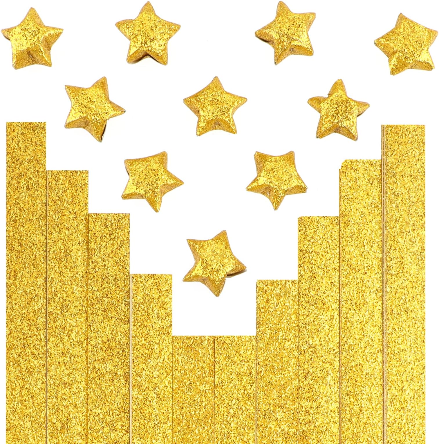 Amazon.com : 200 Sheets Origami Star Paper Strips, Gold Lucky Star ...