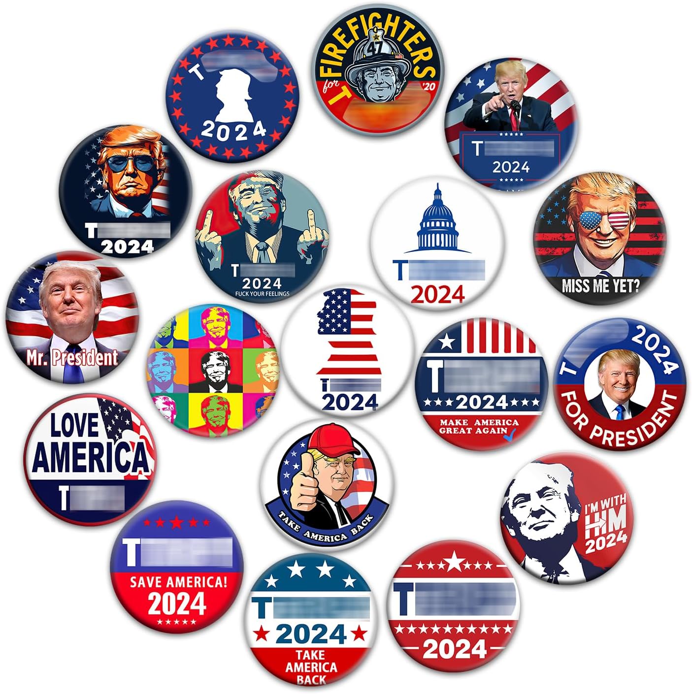 Amazon.com: GTOTd The President Patriotic Buttons Pins(18 Pack,1.5 inch ...