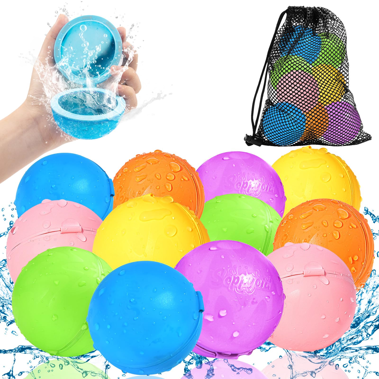 Snapklik.com : Reusable Water Balloons 12PCS - Summer Water Toys For ...