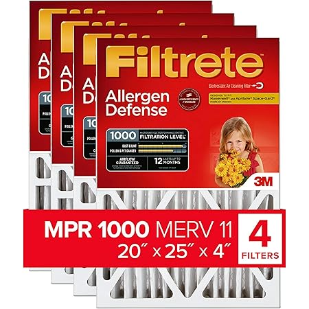 Amazon.com: Filtrete 20x25x4, AC Furnace Air Filter, MPR 1000 DP, Micro Allergen Defense Deep ...