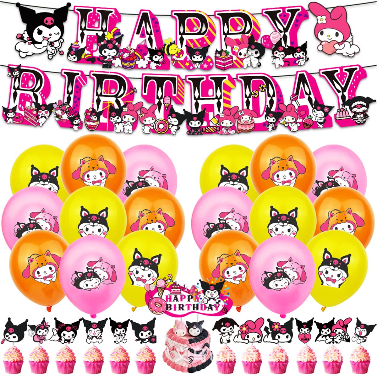 Buy Sanrio Party Decoration Set 32 Pieces Kuromi Birthday Decoration ...