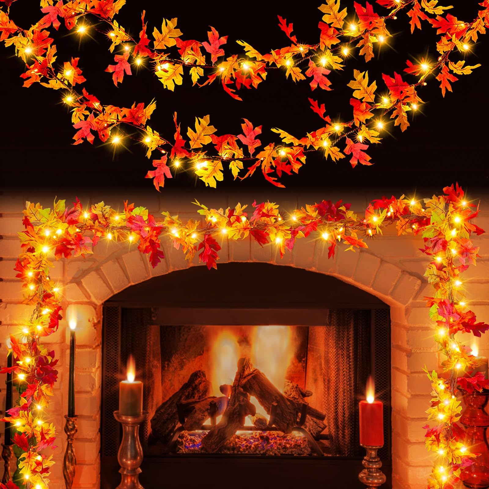 Amazon.com: Fall Decor Maple Thanksgiving Lights Garland 9Ft 50 ...