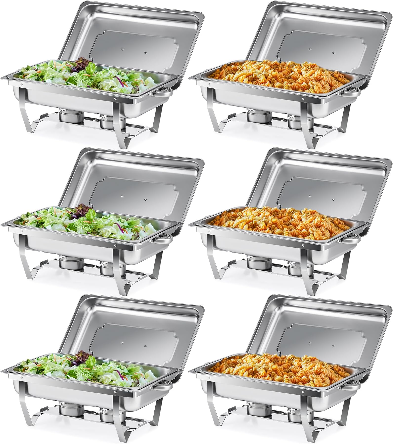 Wilprep Lot de 6 Chafing Dish 9L Chauffe-Plats en Acier Inoxydable ...