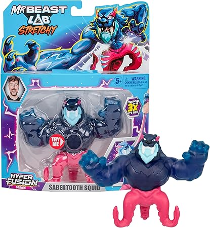 Amazon.com: MRBEAST LAB - Hyper Fusion Stretchy Hero, Sabertooth Squid ...