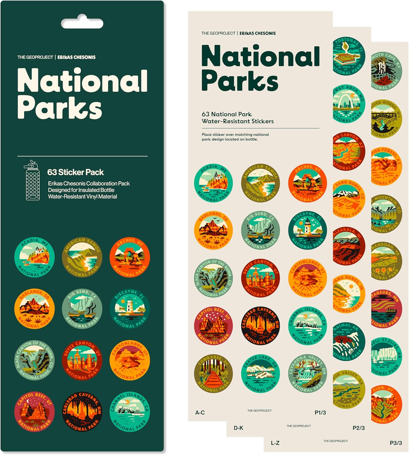 Amazon.com: National Parks 63 Sticker Pack THE GEOPROJECT X Erikas ...