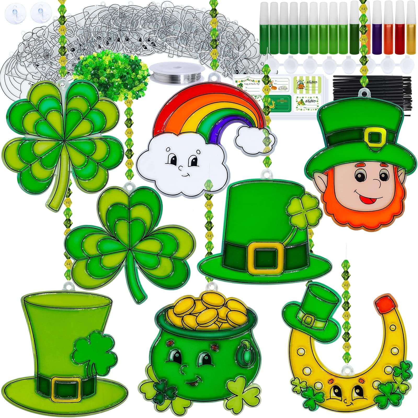 Amazon.com: Skyygemm 36 Pcs St Patrick's Day Suncatchers Paper Craft ...