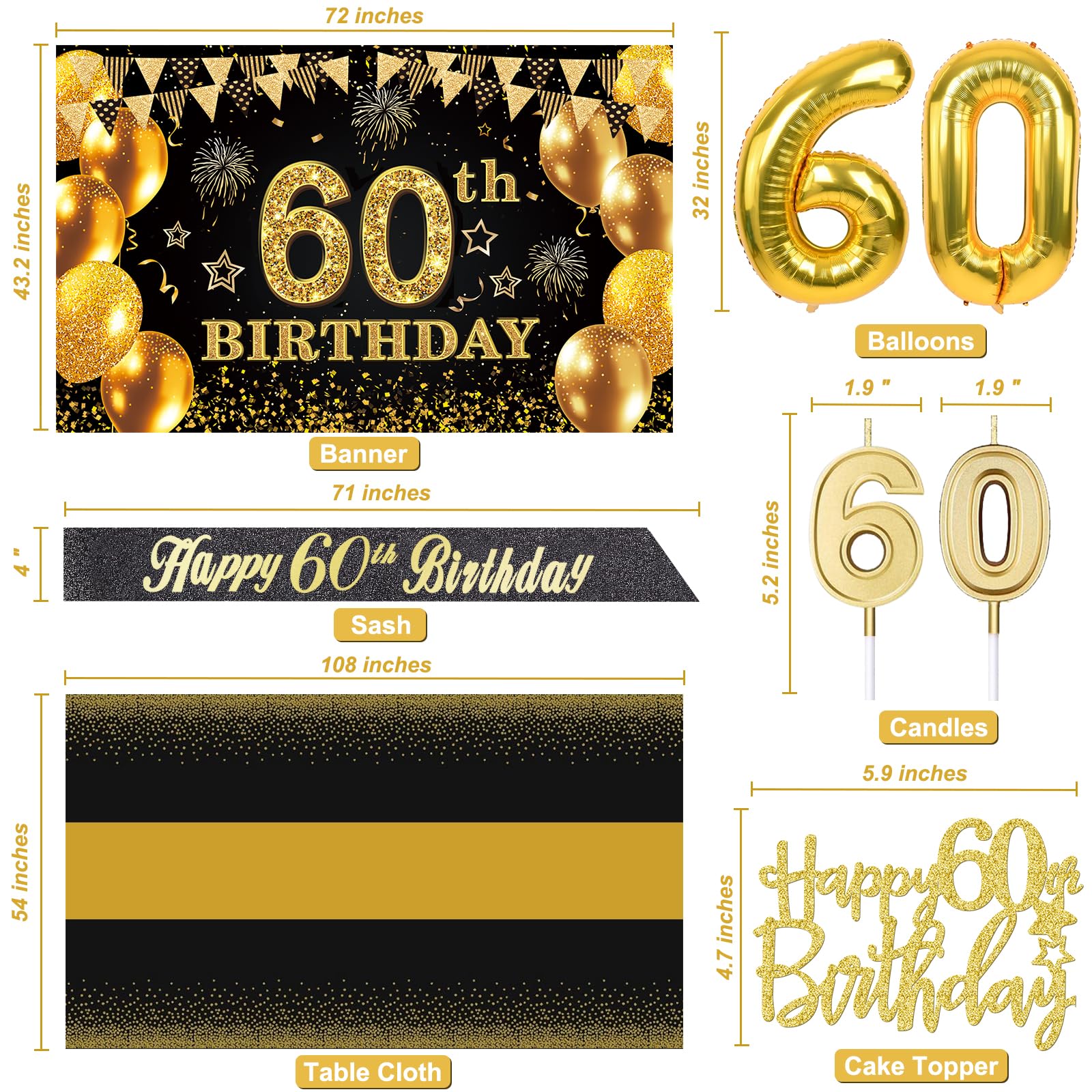 Snapklik.com : 60th Birthday Decorations Men Women