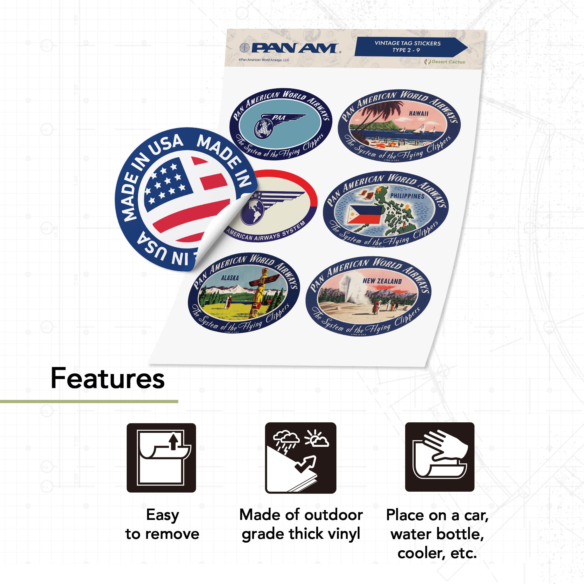 Snapklik.com : Desert Cactus Pan Am Stickers Airway Emblem Airlines ...