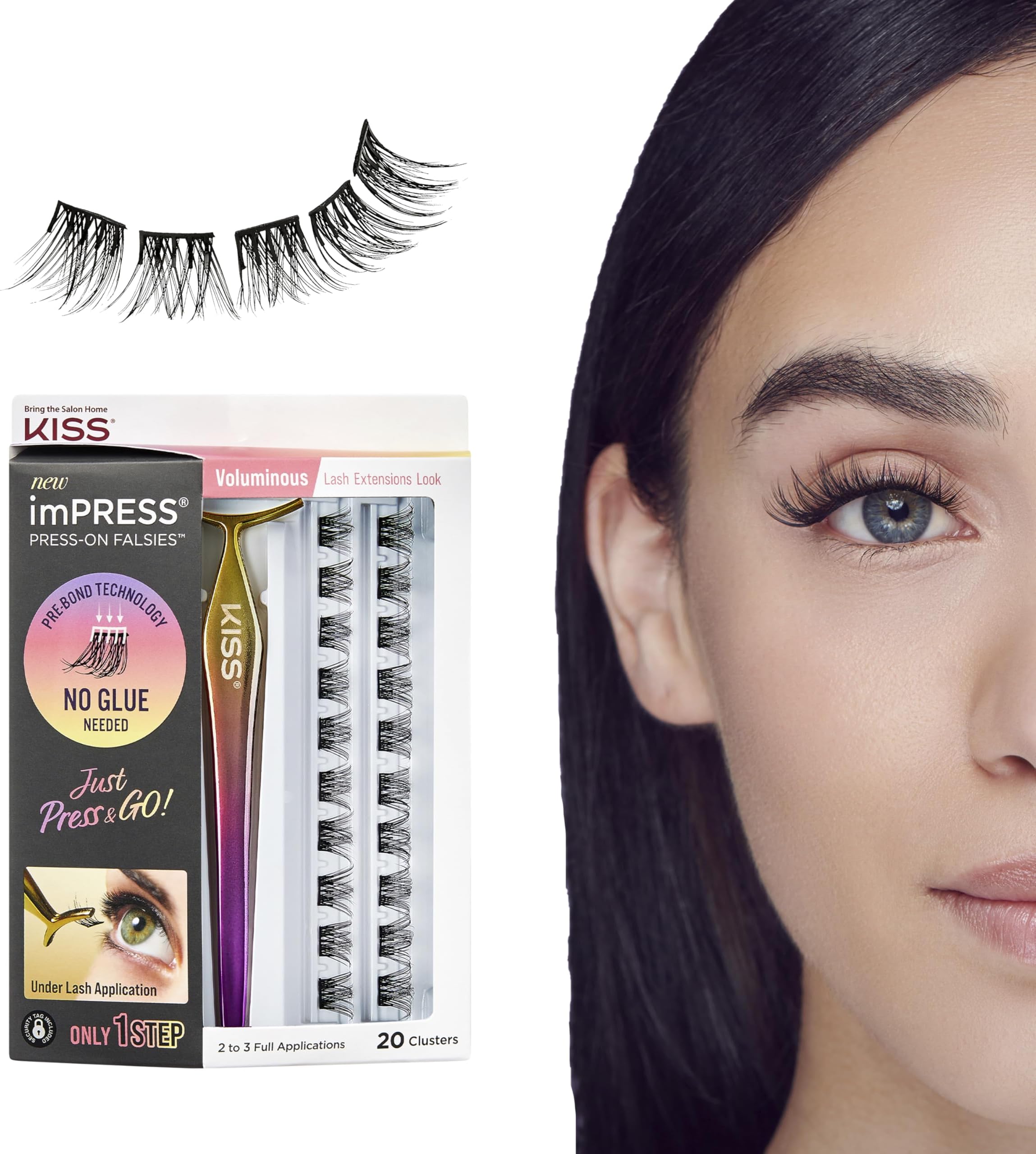 Amazon.com: KISS imPRESS Falsies False Eyelashes, Lash Clusters ...