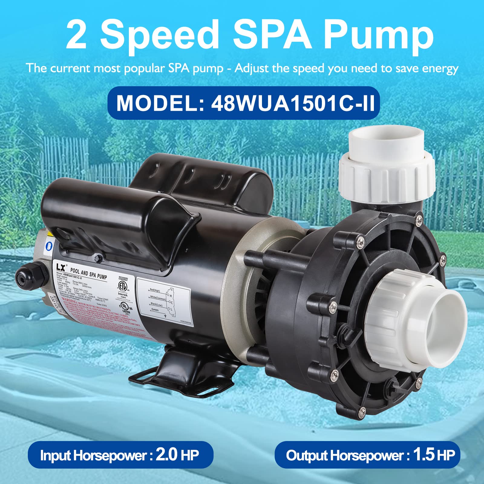 Snapklik.com : LINGXIAO SPA Pump, 2HP Hot Tub Pump - 2 Speed LX SPA ...