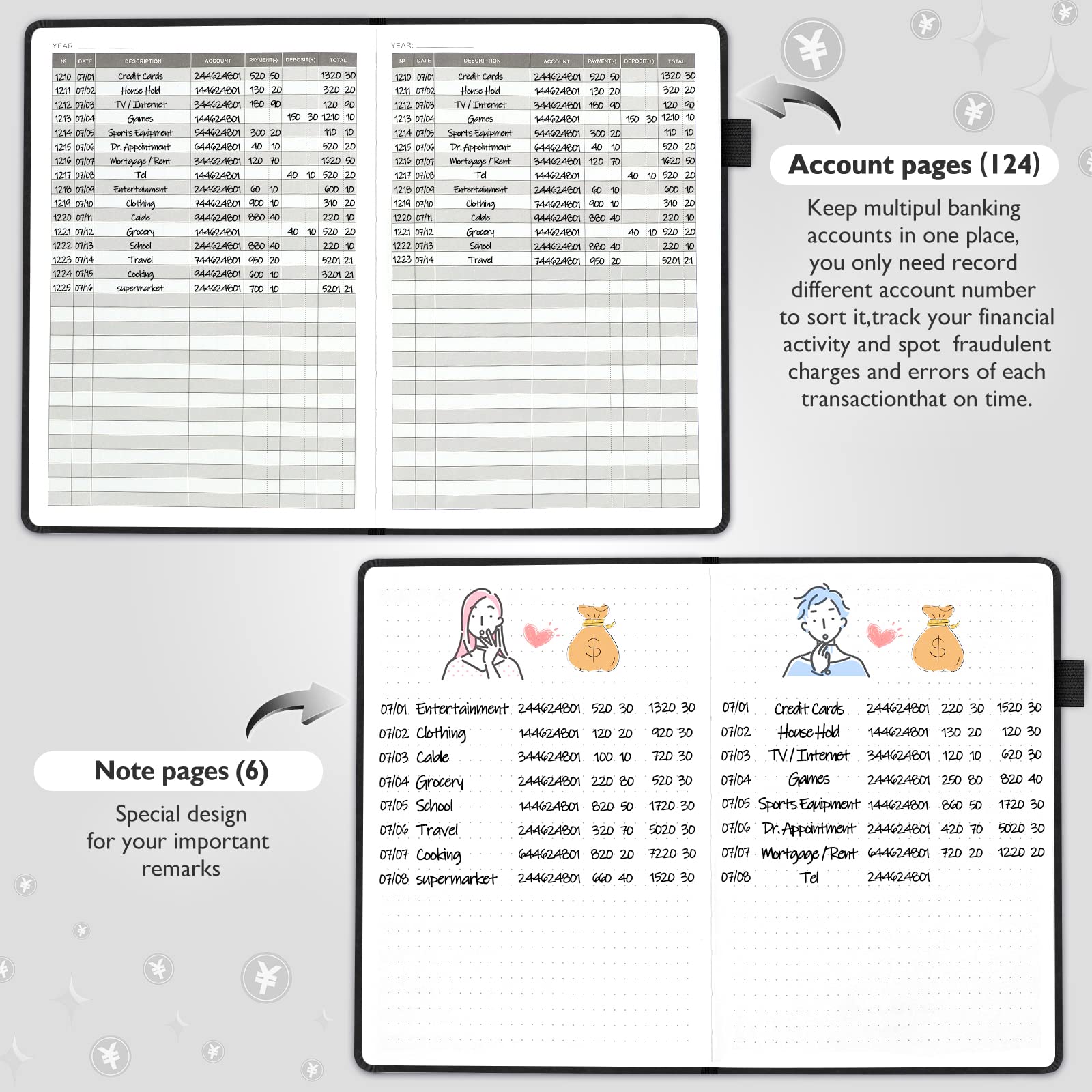 Snapklik.com : JUBTIC Hardcover Accounting Ledger Book7x10 - Bank ...