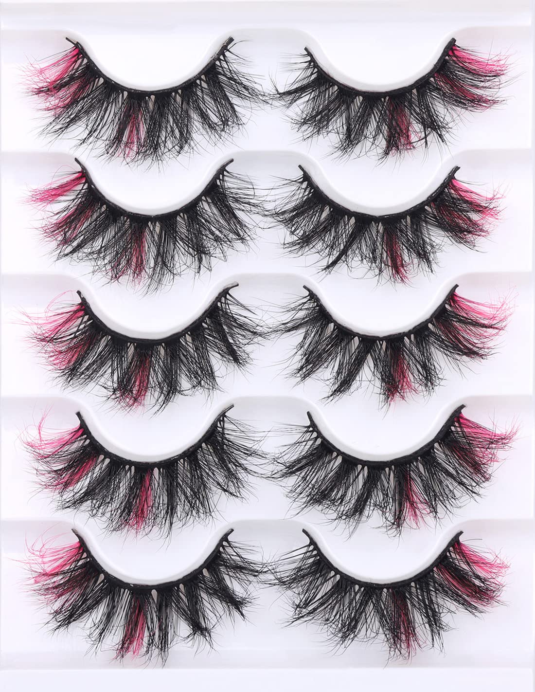 Amazon.com: False Eyelashes with Color Deep Pink Color Lashes Volume ...