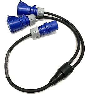 16 Amp 240V 3 Pin 2 Way 16A Sockets Soft Y Splitter Adaptor IP44 - PCE ...