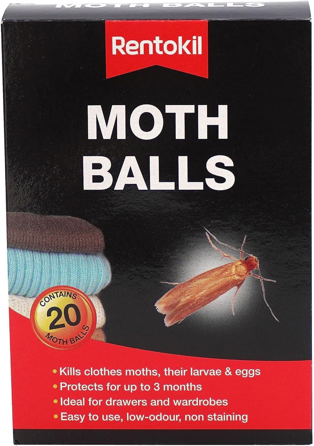 Rentokil RKLPSM97 Moth Balls (Pack of 20), Clear, 10.3x14.5x4.3 cm ...