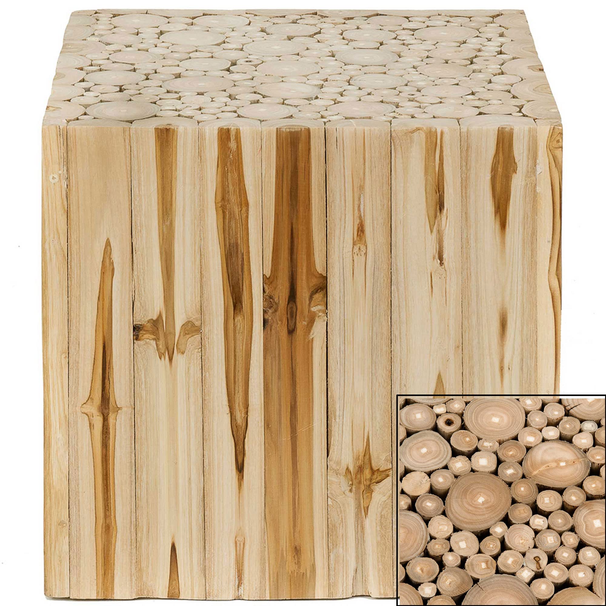 Amazon.com: East at Main Teak Wood Square Side Table Living Room ...