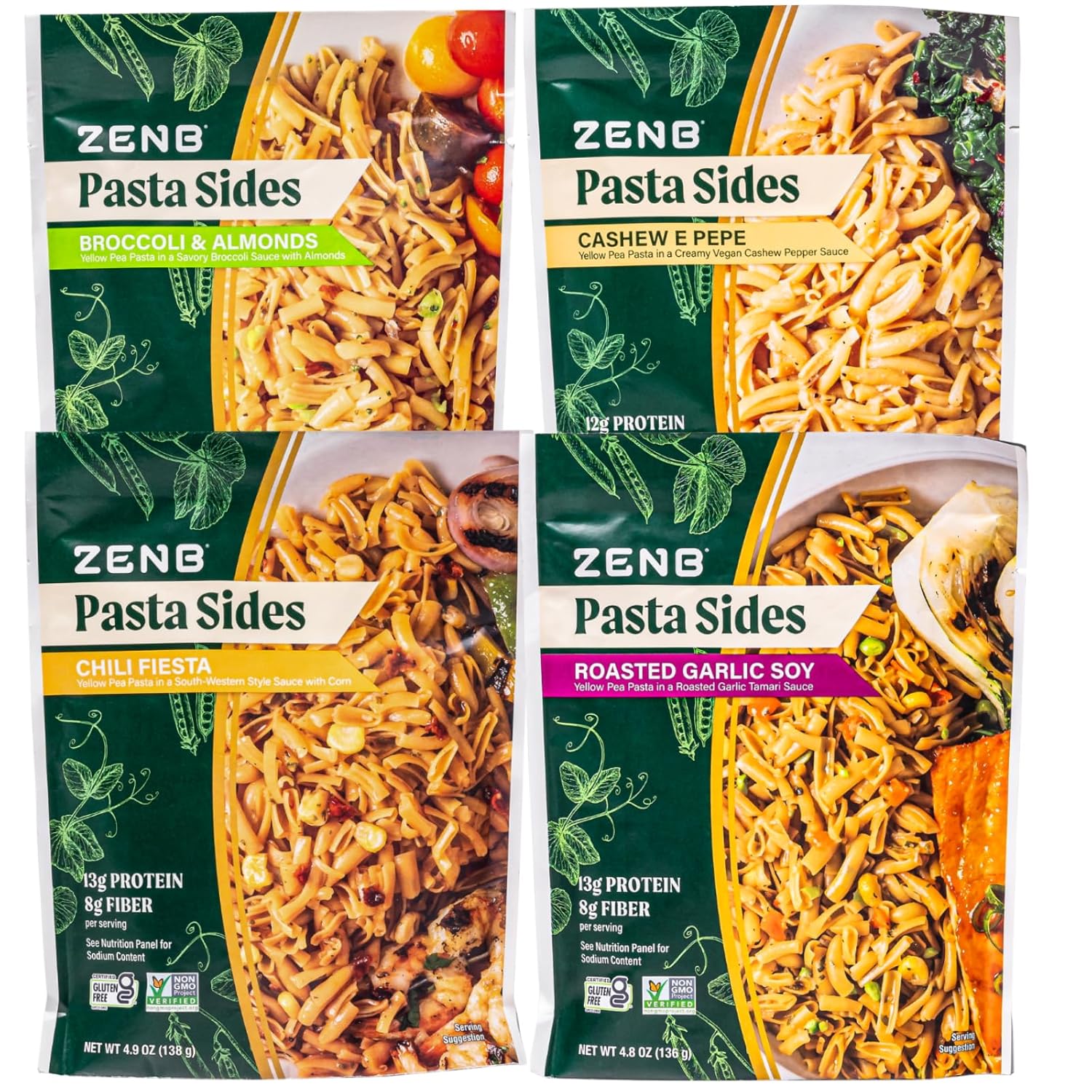 Amazon.com : ZENB Gluten Free Pasta Sides Variety Pack - Made From 100% Yellow Peas, Non-GMO ...