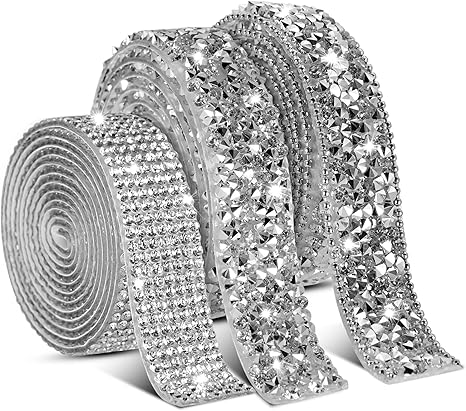 Amazon.com: 3Yards Sliver Self Adhesive Rhinestone Ribbons 3 Styles ...