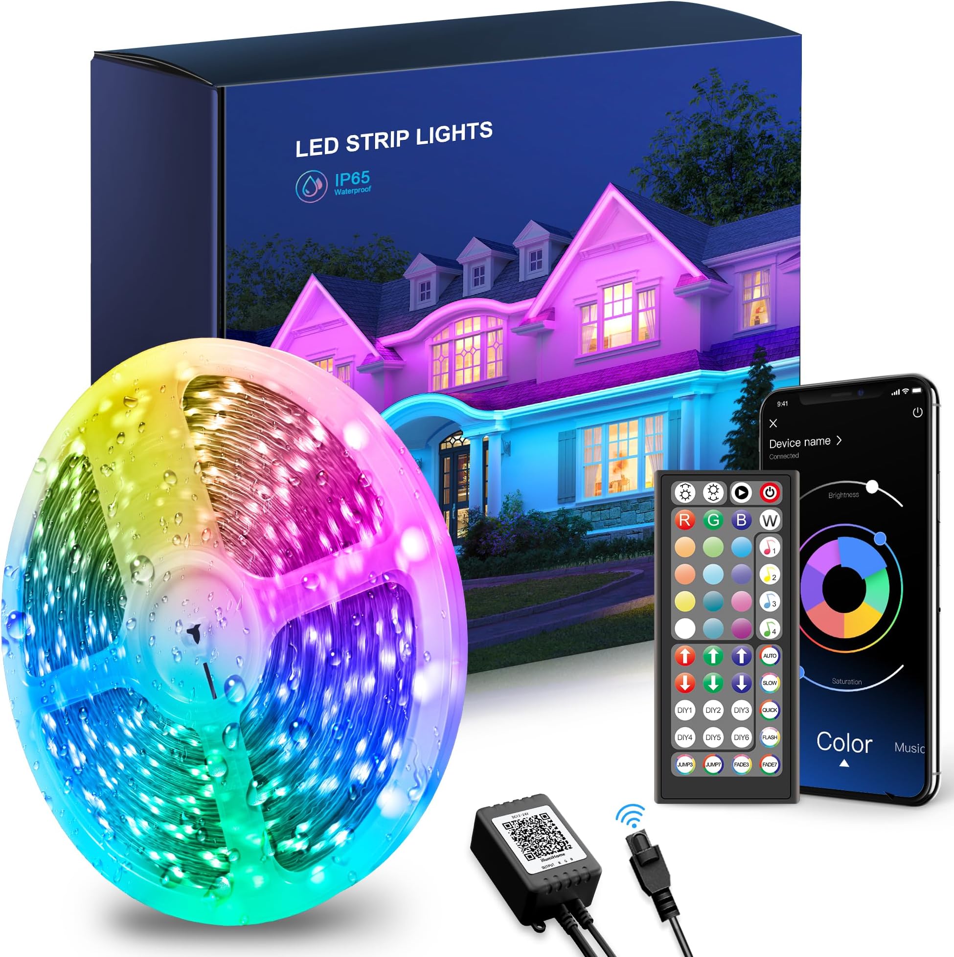 Ruban LED Exterieur Étanche IP65, RGB Led Chambre Bande LED 20M, Synchronisation de Musique ...