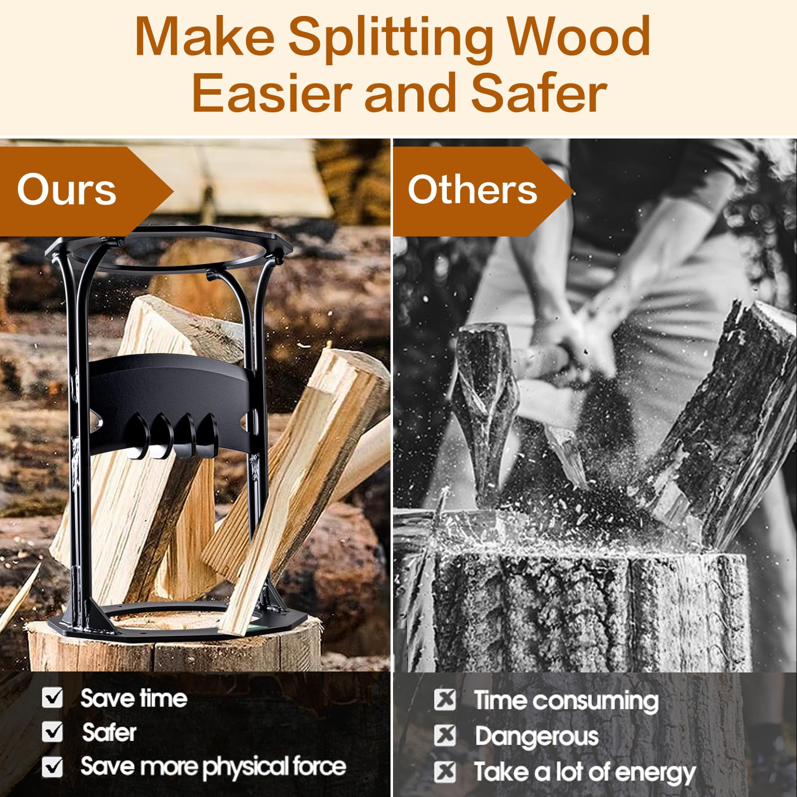 VISTA VERDE Log Splitter - Axe Wood Splitter with Cast Steel Wedge ...