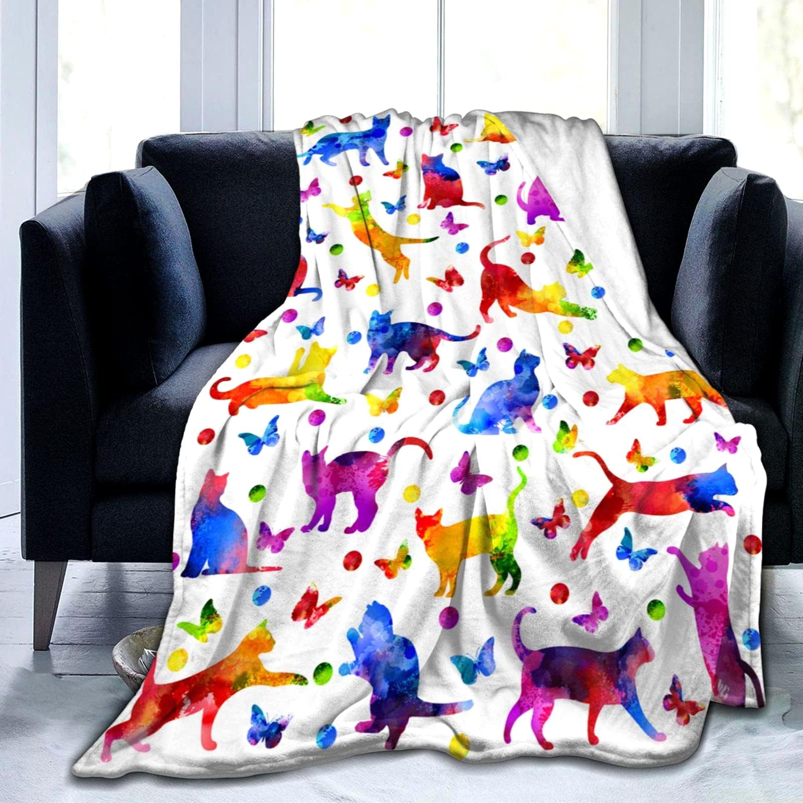 Amazon.com: Cute Cat Blanket Super Soft Flannel Throw Blanket Bedding ...