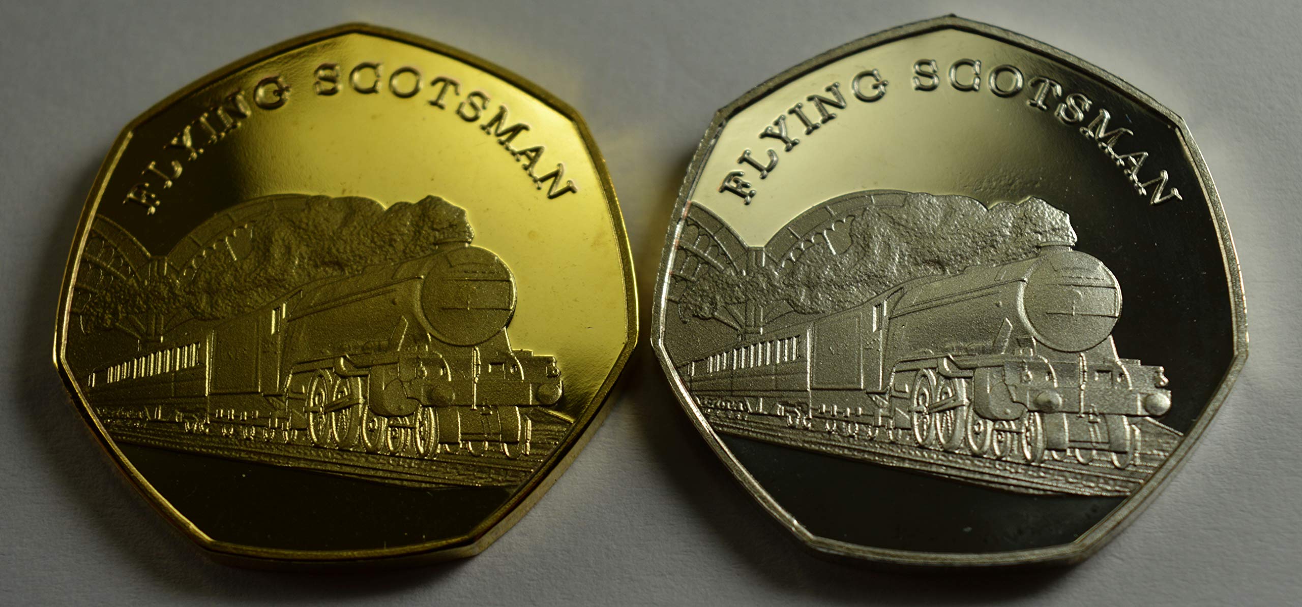 Pair of THE FLYING SCOTSMAN Steam Engine Silver & 24ct Gold ...
