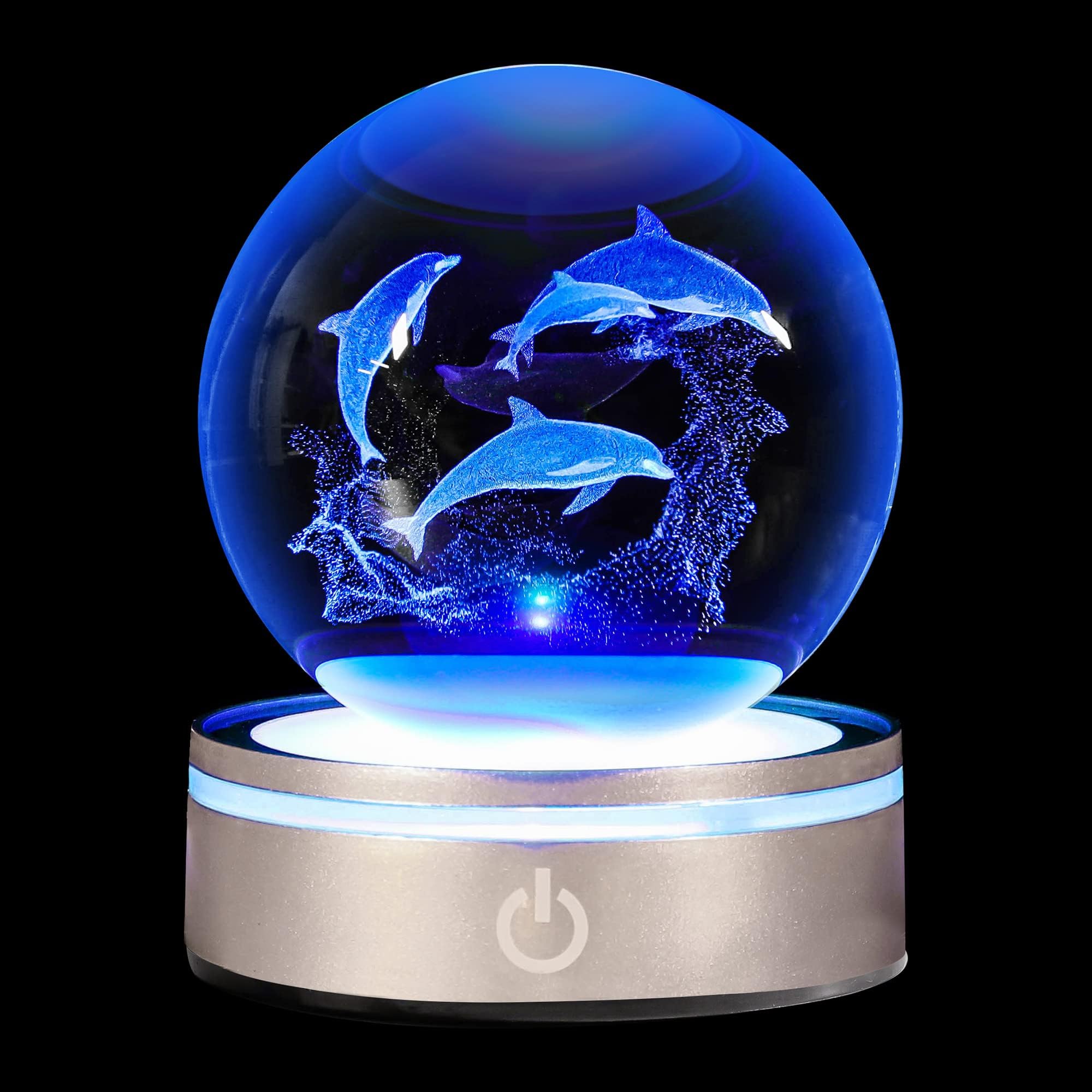 Amazon.com: AXAYINC 3D Crystal Ball Night Light with Stand 7 Colors ...
