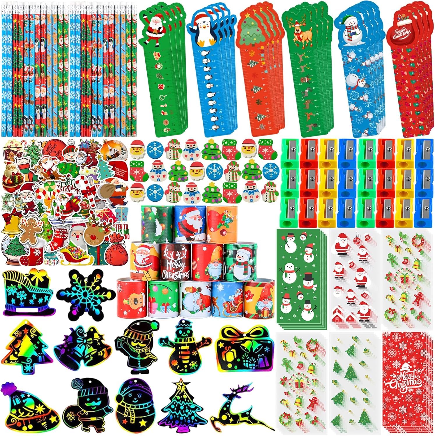 KAHEIGN 218Pcs Christmas School Stationery Set, 24Pcs Christmas Goodie ...