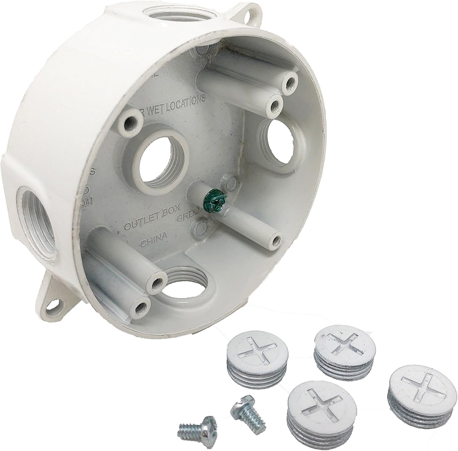 Sealproof 5 Hole 1/2-Inch Holes Weatherproof Round Electrical Outlet ...