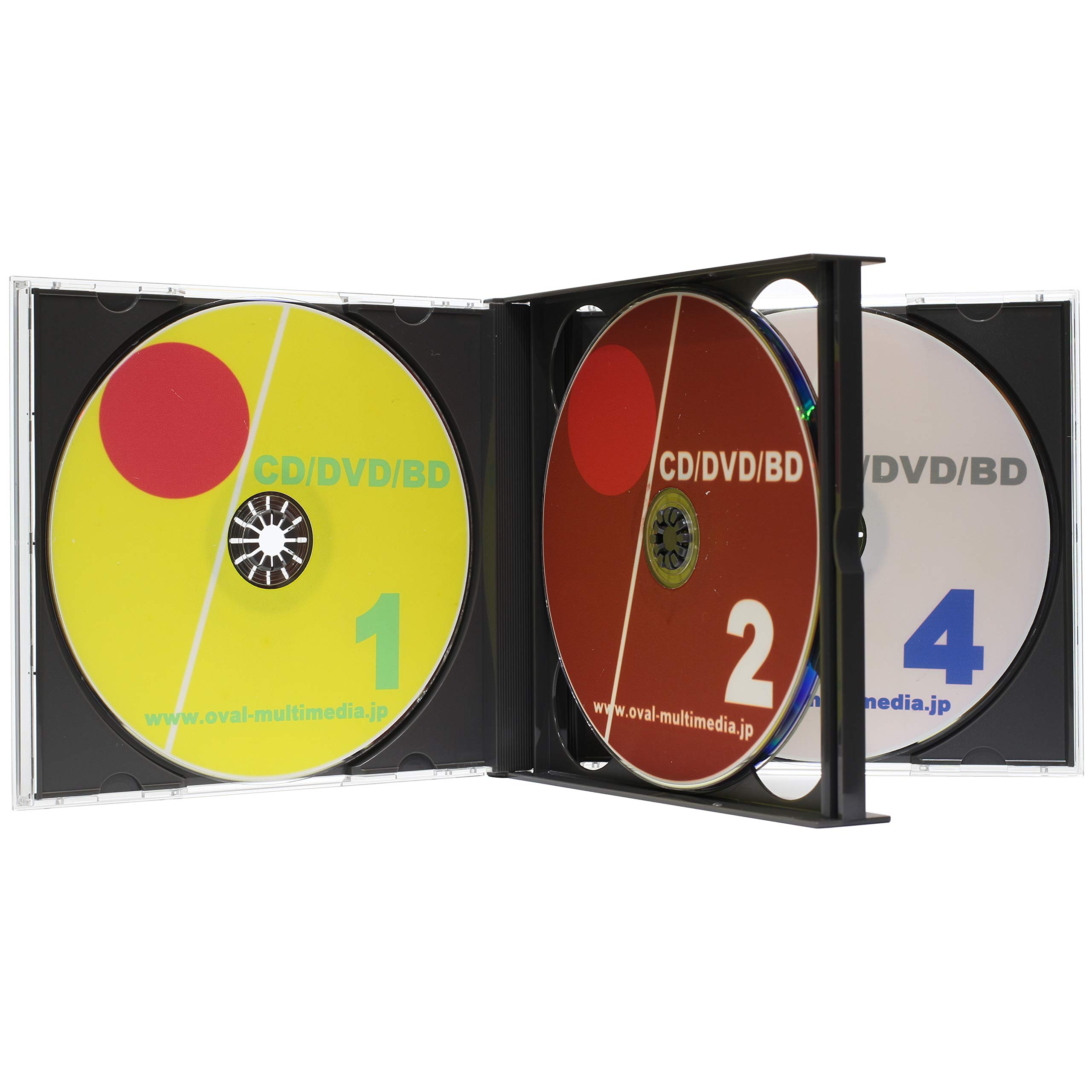 Amazon.co.jp: CDケース 日本製PS24mm厚4枚収納マルチケースブラック 3個セット DVD・ブルーレイケースとしても使える ...