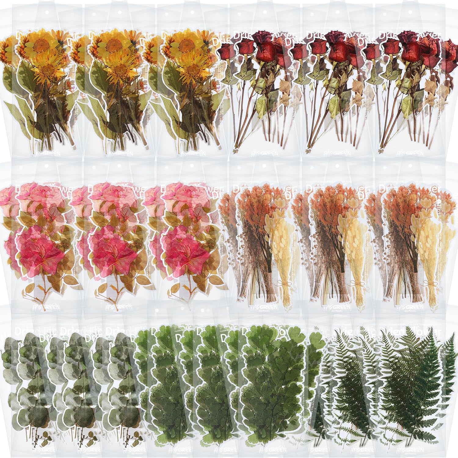 Amazon.com: Qilery 126 Pieces Pressed Flower Sticker Set 8 Inch Big ...