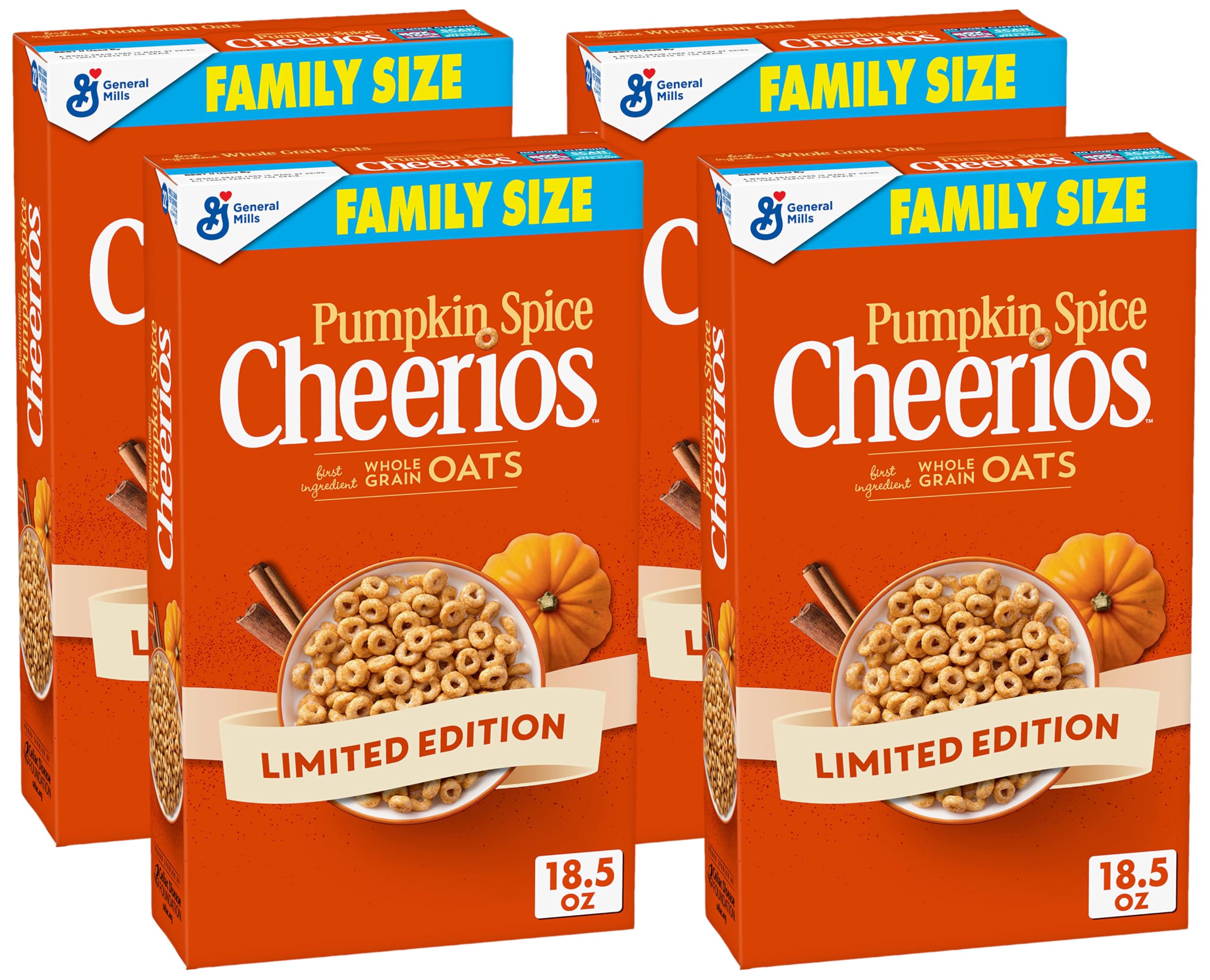 Amazon.com: Cheerios Pumpkin Spice Breakfast Cereal, Family Size, 18 ...