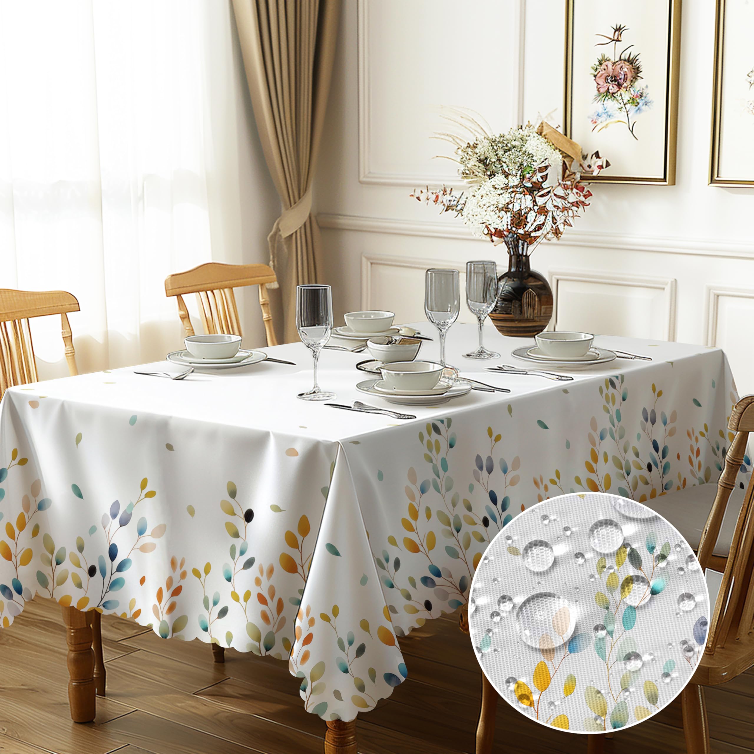 GthreeD Tablecloth Rectangle Waterproof Wipeable Tablecloths Flower ...