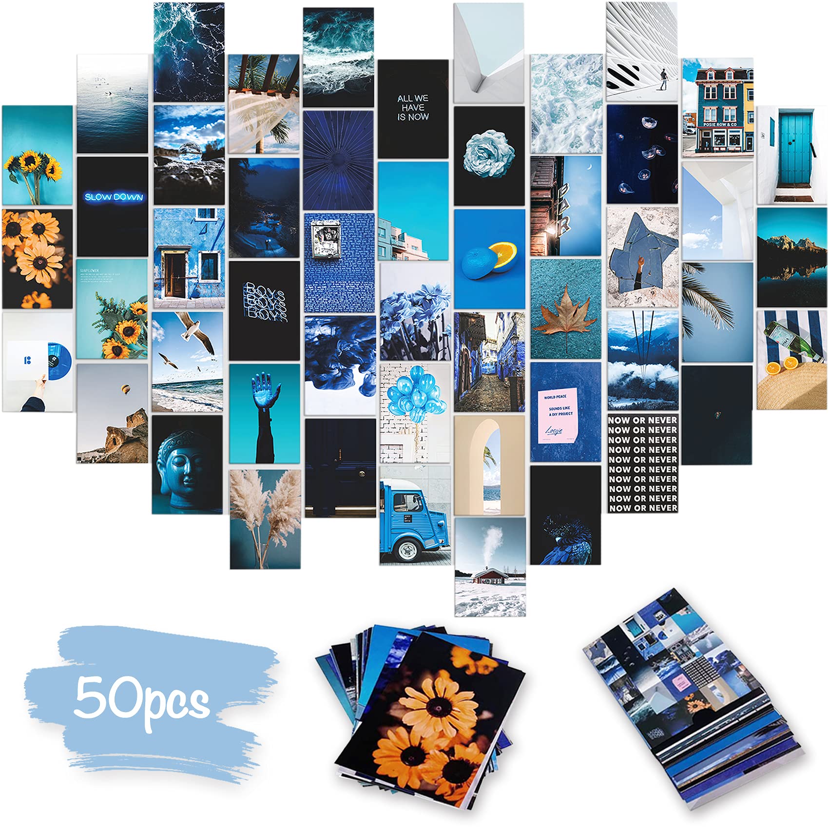 Buy Blue Wall Collage Kit Aesthetic Pictures, Room Decor for Bedroom ...