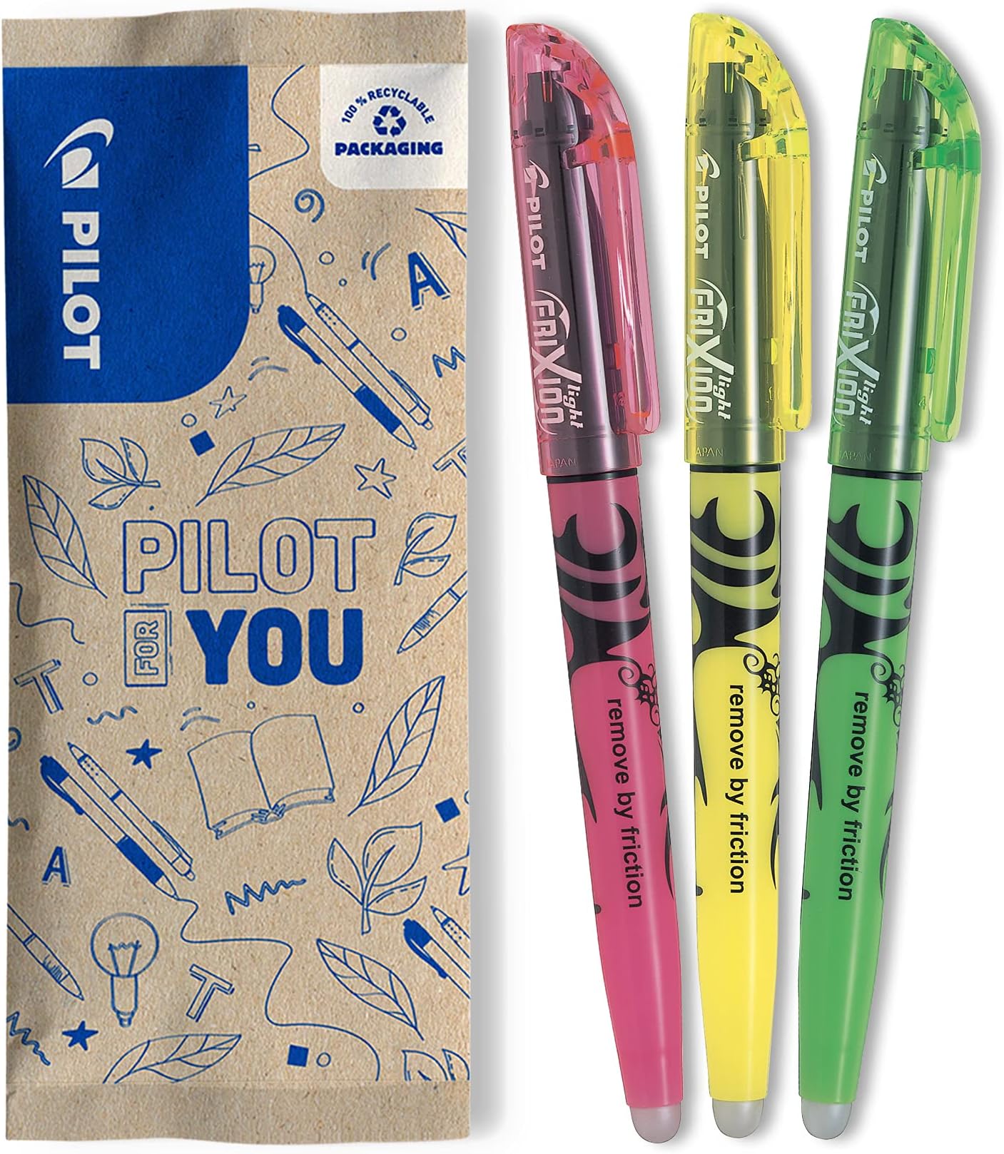 PILOT - Lot de 3 FriXion Light - Surligneurs Effaçables aux couleurs ...