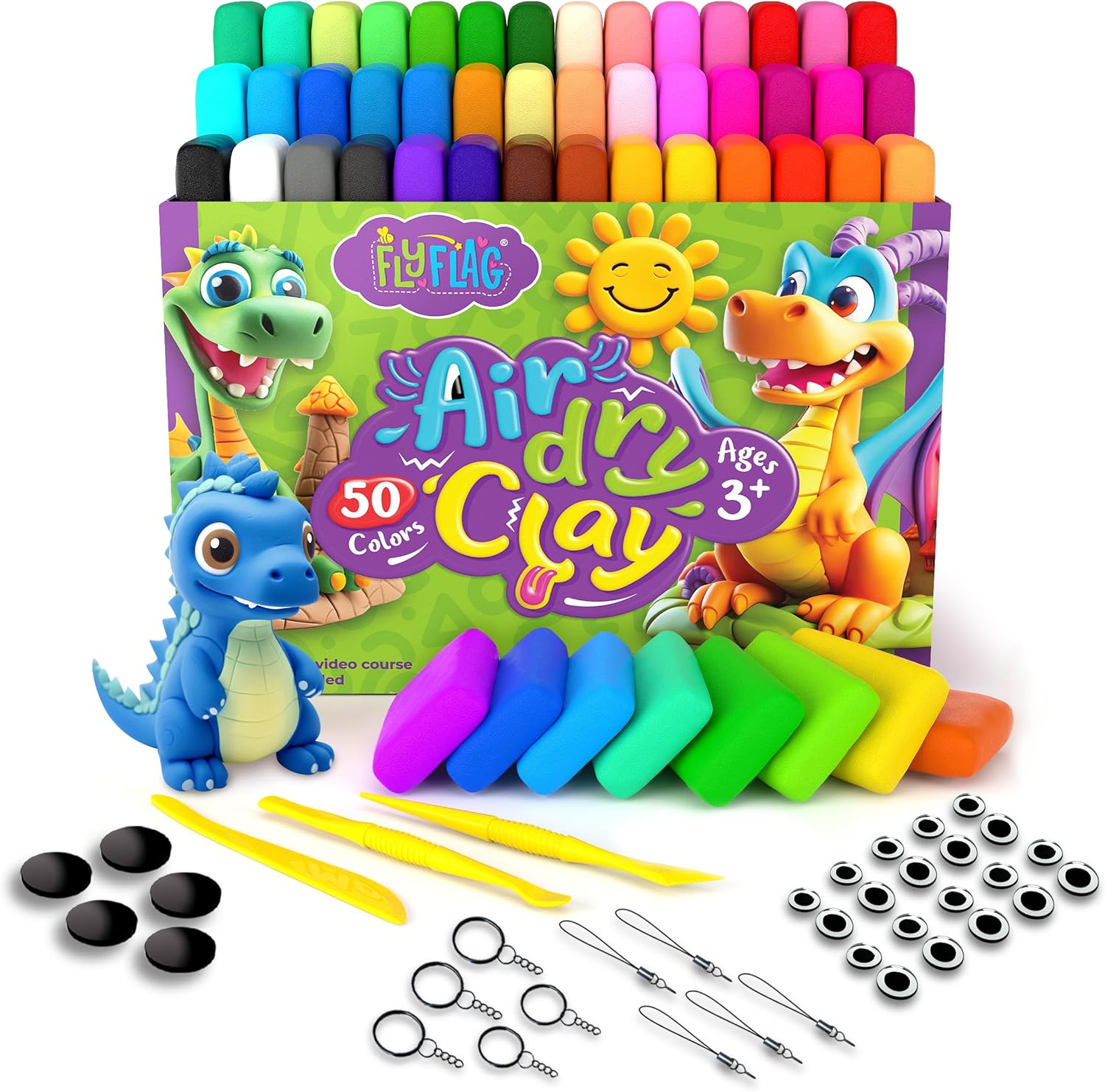 Amazon.com: FlyFlag Air Dry Clay Kit - 50 Colors, Soft & Ultra Light ...