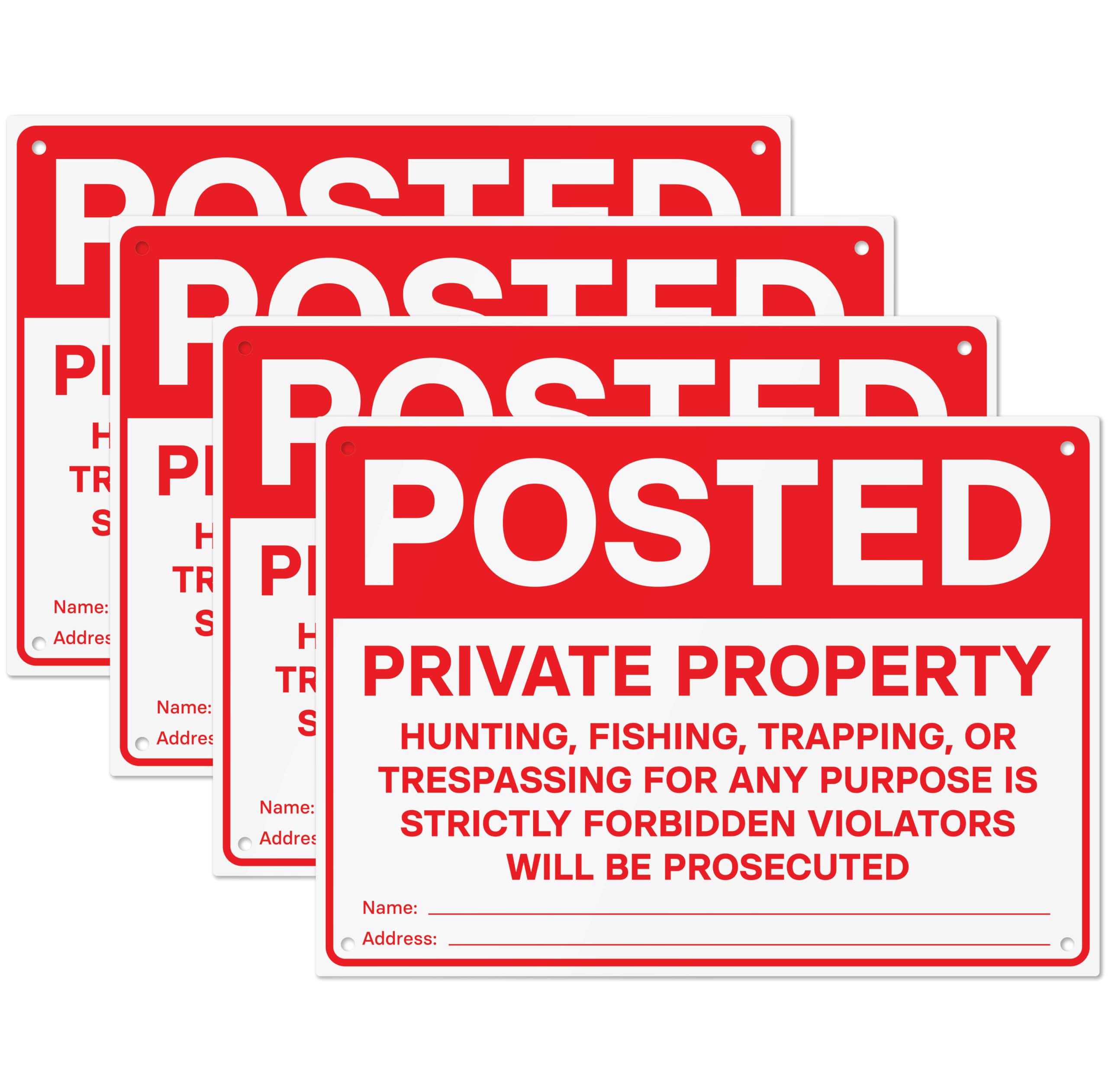 Amazon.com: Posted Private Property Signs 4 PK | No Hunting No ...