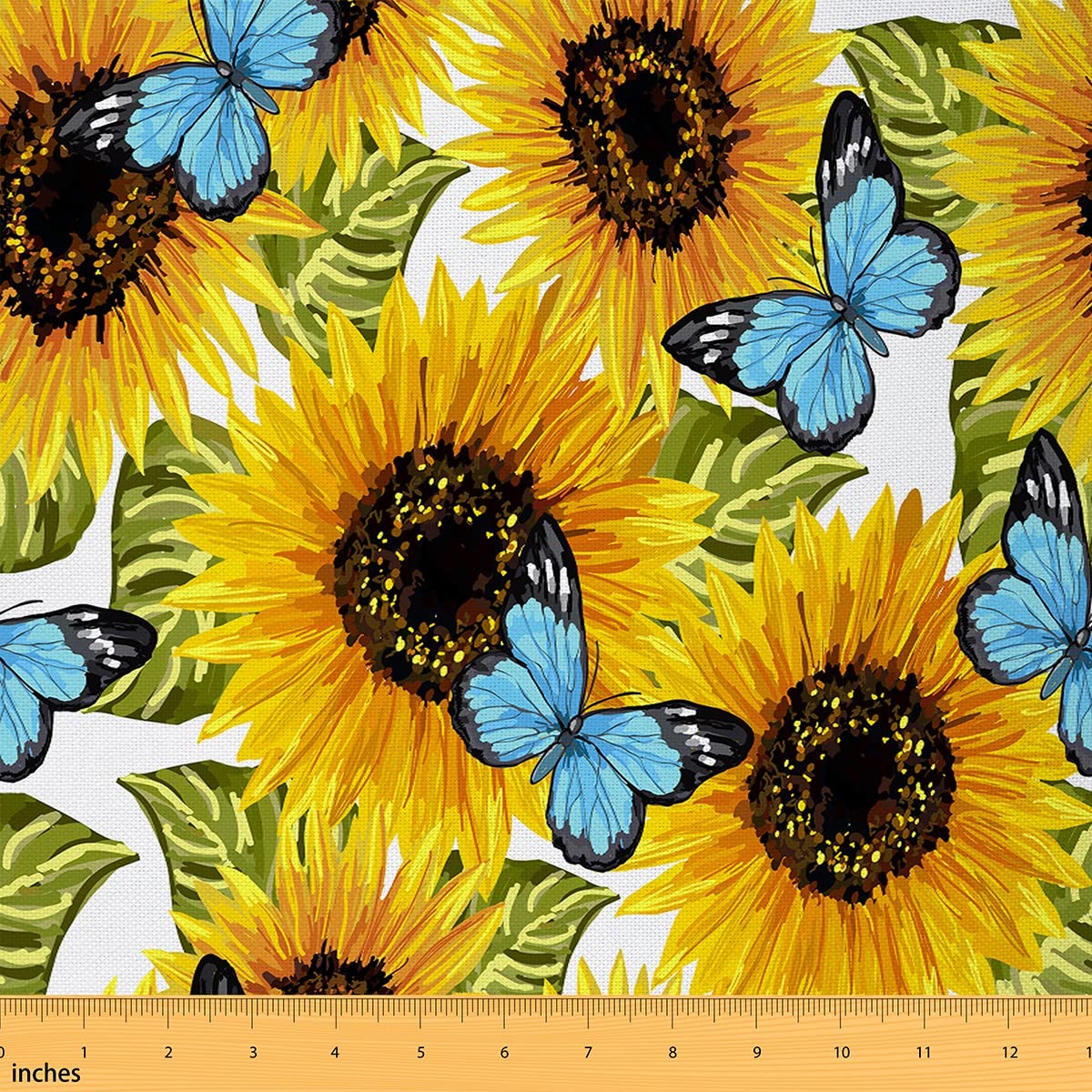 Amazon.com: Sunflower Fabric by The Yard Watercolor Butterfly Wild ...