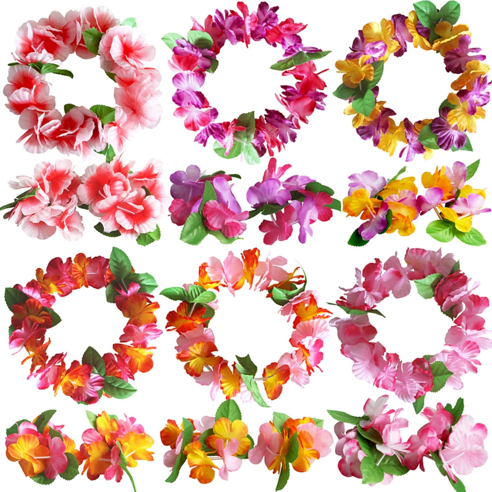 Amazon.com: 18 Pcs Hawaiian Flower Headband Wristbands Luau Tropical ...