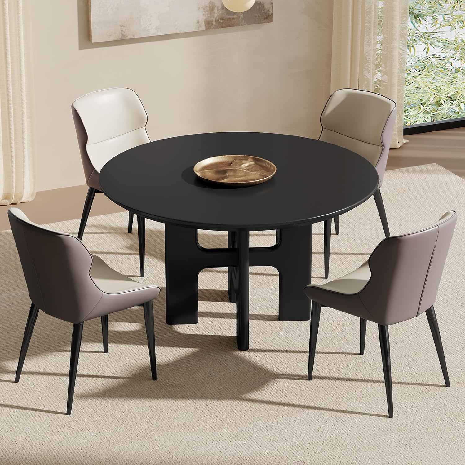 Amazon.com - Guyii 45.27" Black Dining Table Set with 4 Chairs, Modern ...